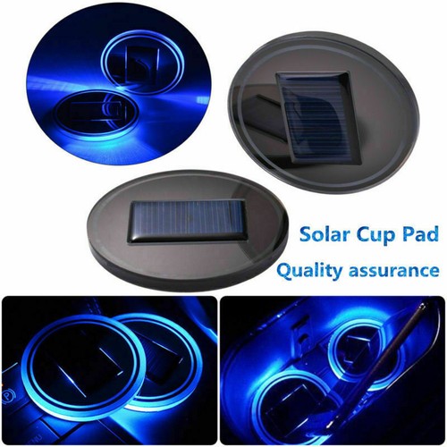LED Car Cup Holder Pad Solar Energy Bottle Drinks Coaster Built-in ...