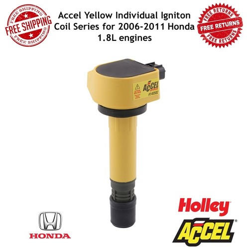 Accel Yellow Individual Igniton Coil Series for 2006-2011 Honda 1.8L ...