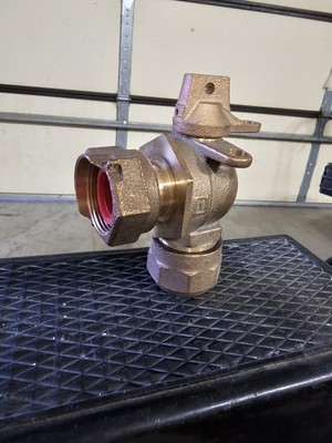 New! Mueller 1" Angle Meter Ball Valve, Meter Nut x Compression, with ...