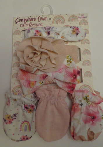 NEW Danbar Global Set of 3 Head Bows with matching mitts newborn girls ...