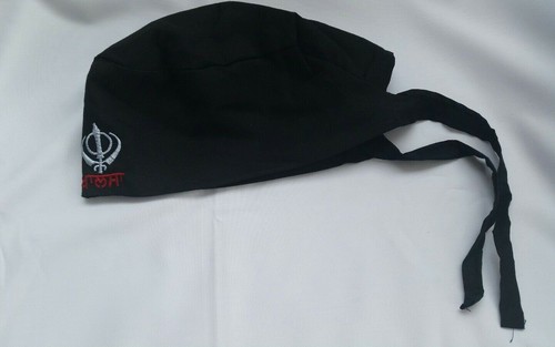 Sikh punjabi turban patka pathka singh khanda bandana head wrap black ...