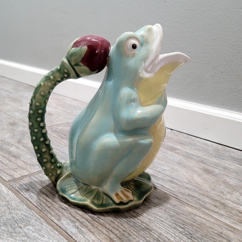 Vintage Majolica Pottery Hand Painted Frog Pitcher 9.5 in | eBay