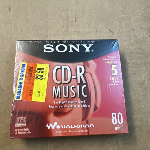New Sealed Sony CD-R Audio Music 5 CDs Pack Recordable In Slim Jewel ...