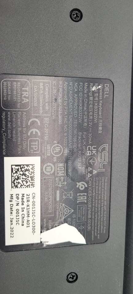 Dell KB3121Wt/MS3121Wt Wireless Combo Keyboard & Mouse | eBay