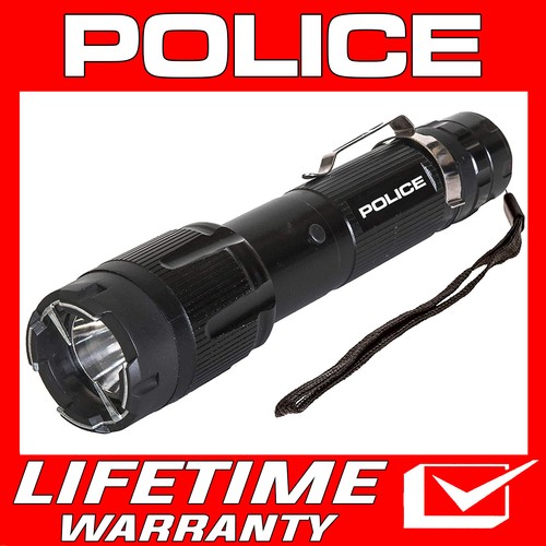 POLICE Stun Gun 1159 Heavy Duty Metal Rechargeable LED Flashlight Black ...