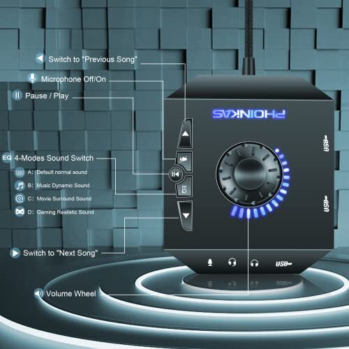 T10 External Sound Card, USB Audio Adapter for PC Windows, Mac, Linux ...