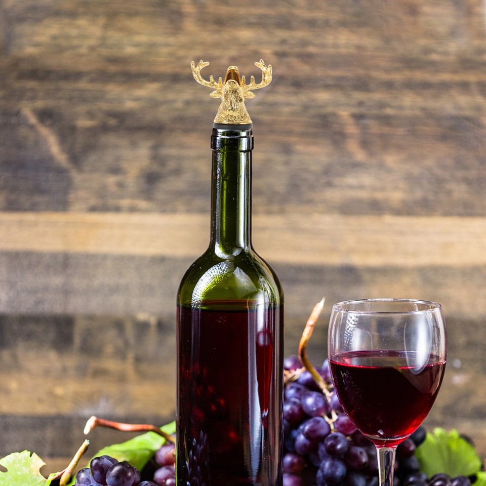 Bottle Stopper with Pour Spout Wine Stoppers for Animal Deer Head ...