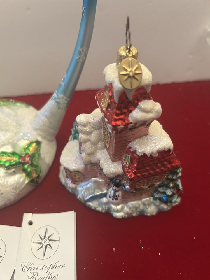 CHRISTOPHER RADKO 2002" 10" MIDNIGHT MAGIC" 3 PIECE CHRISTMAS GLASS ...