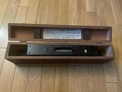 Vintage Starrett 1ft. No. 199 Precision Level & Orig Wooden Box ...
