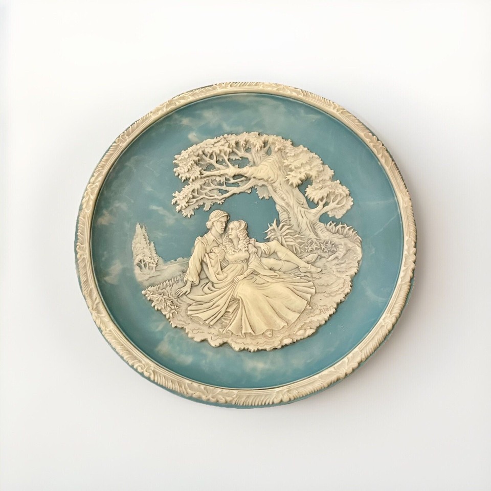 Blue Cameo Incolay Stone Plate The Love Sonnet’s Of Shakespeare “Your ...