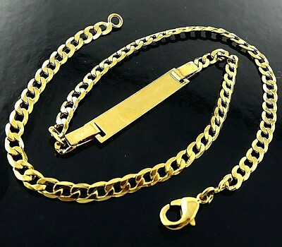 Necklace Real 18K Yellow Gold Filled Initial Identification ID Pendant ...
