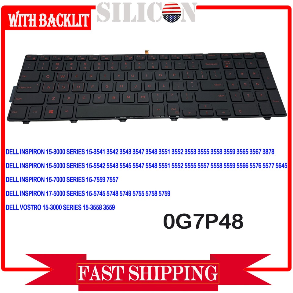 Laptop Backlit Keyboard For Dell Latitude 3550 3560 3570 3580 3588 US ...