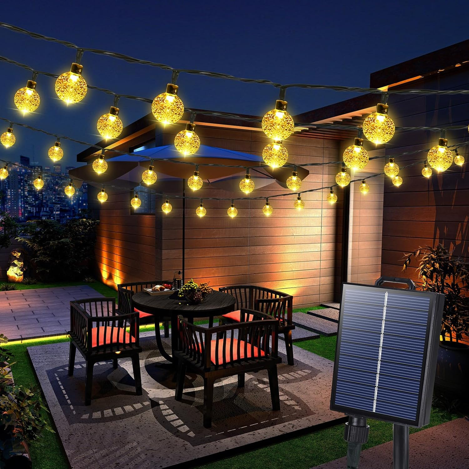 Solar String Lights Outdoor, 65FT 100LED Solar Globe String Lights 8 ...