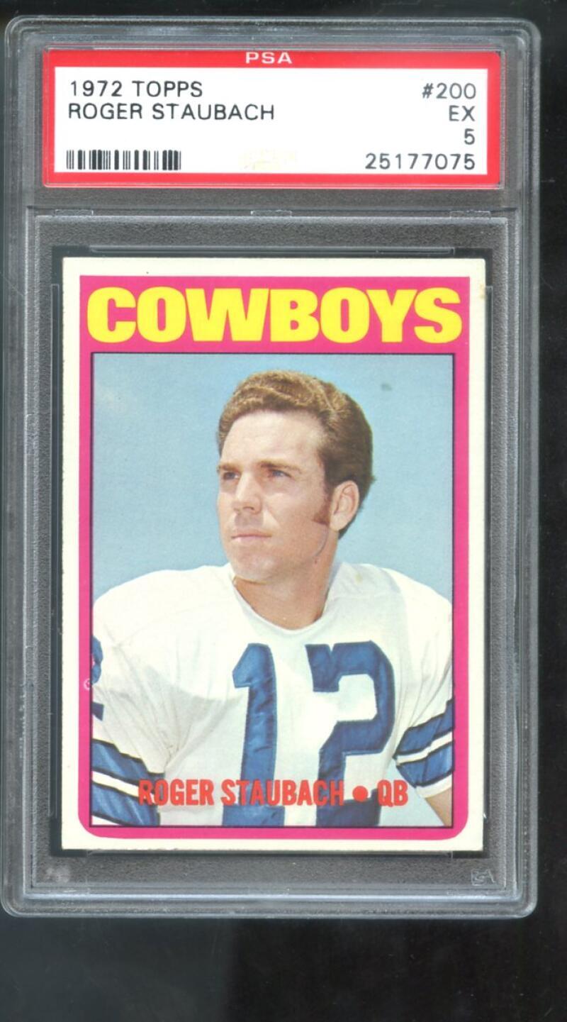 1972 Topps #200 Roger Staubach ROOKIE RC PSA 5 Graded Football Card NFL ...