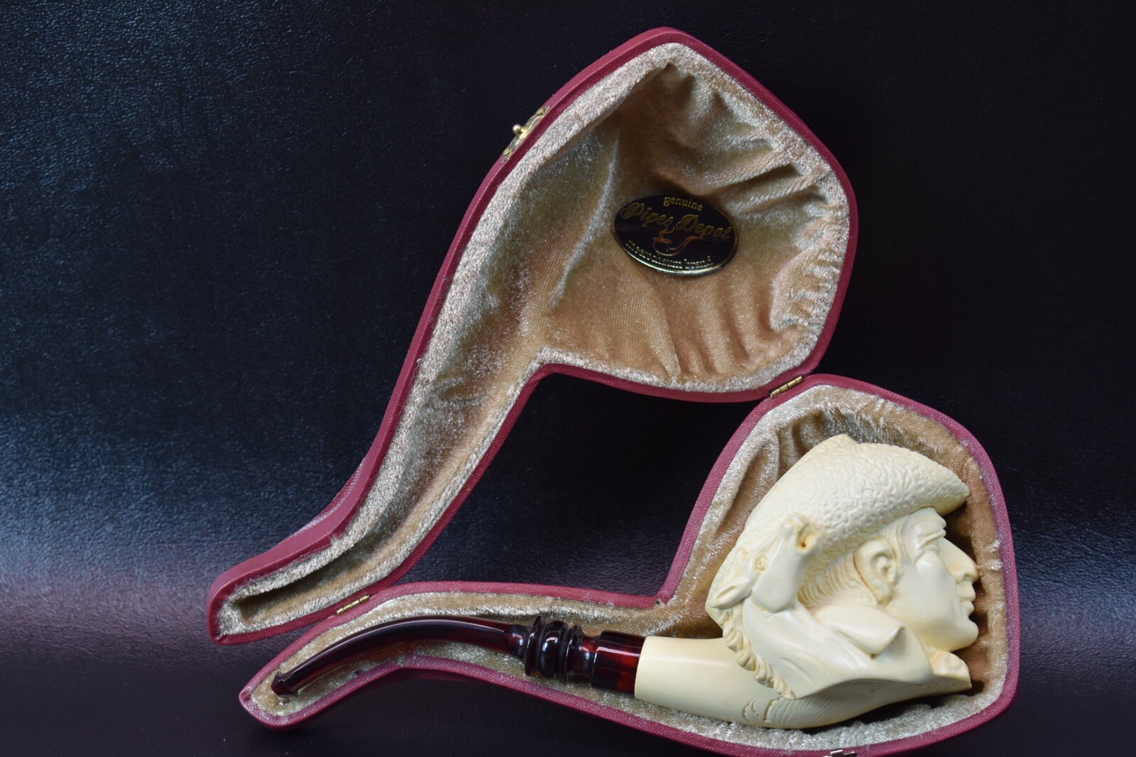 Large John Wayne Pipe By BATTAL Block Meerschaum-NEW HANDCARVED W CASE ...