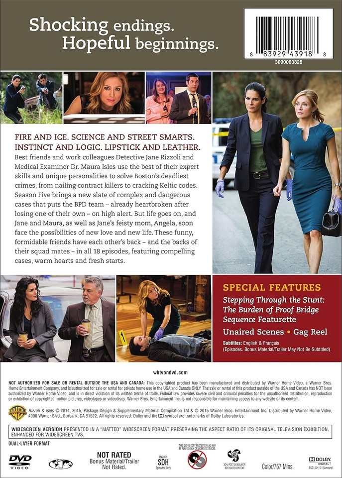 Rizzoli & Isles season 5, Not Rated, CC, Widescreen, with Special ...