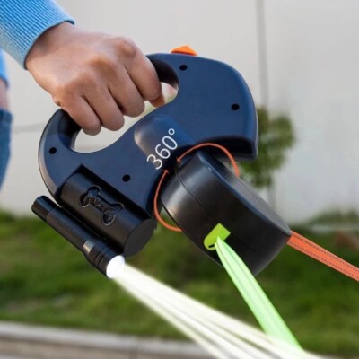 3 In 1 Portable Automatically Retractable Dog Leash Double Headed | eBay
