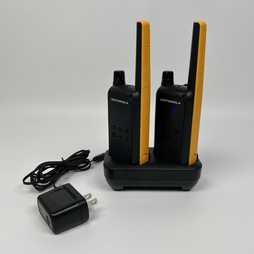 Motorola T470 Talkabout Two Way Radios Yellow Long Range Rechargeable ...