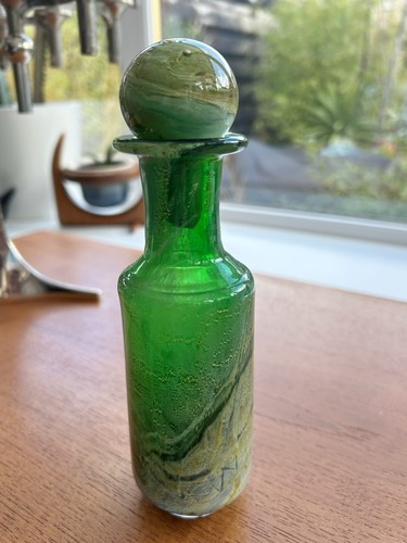 Mdina / Malta Decorative Glass MDG rare green bottle vase & stopper ...