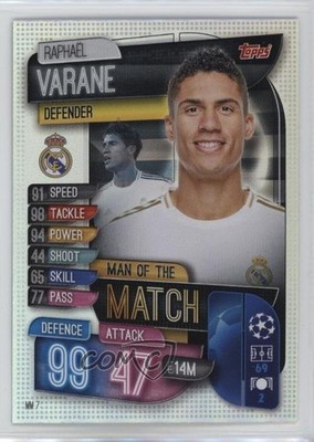 2019-20 Topps UCL Match Attax Extra Man of the Raphael Varane Raphaël # ...