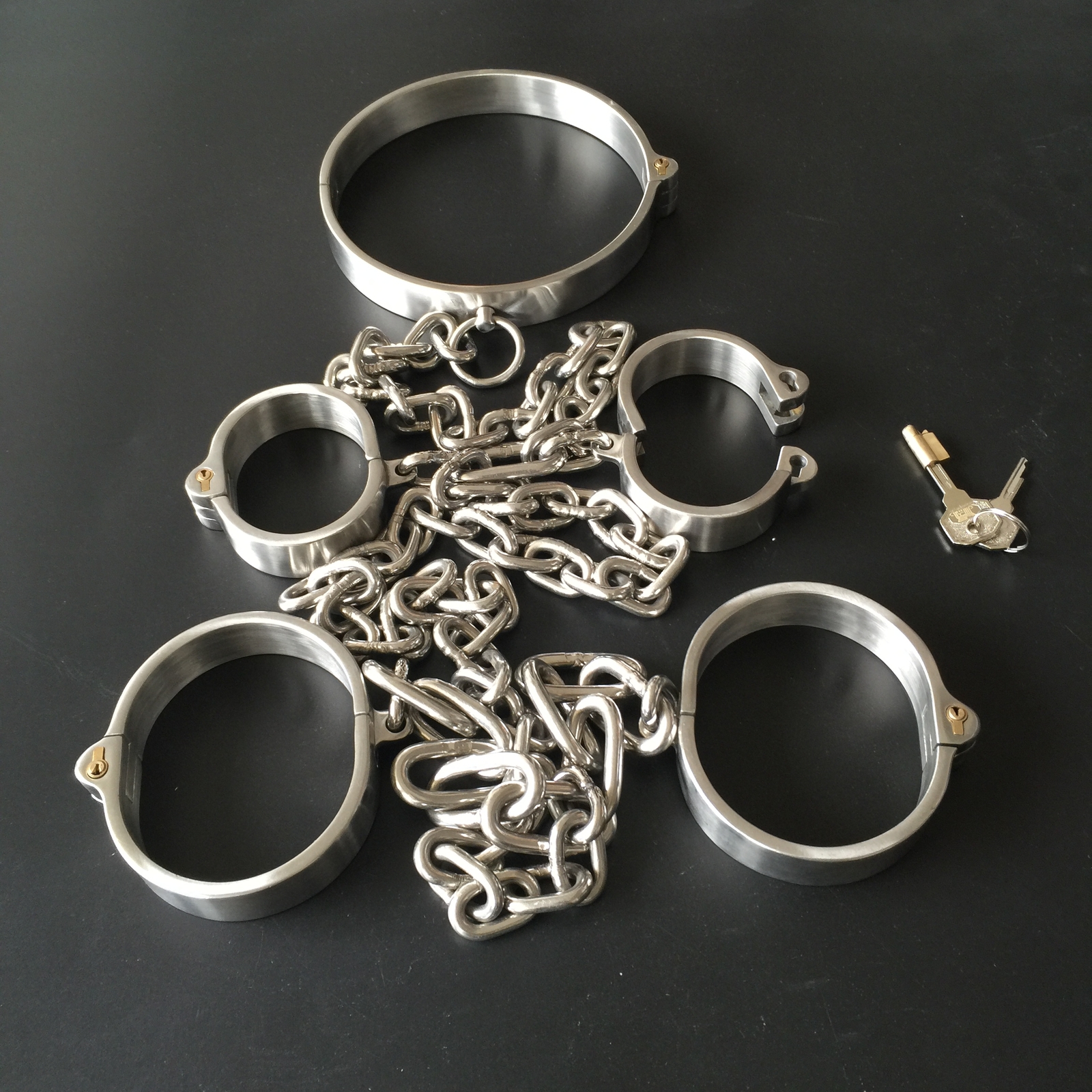 Heavy Duty Handcuffs Stainless Steel Ankle Neck Cuff Collar Bondage ...