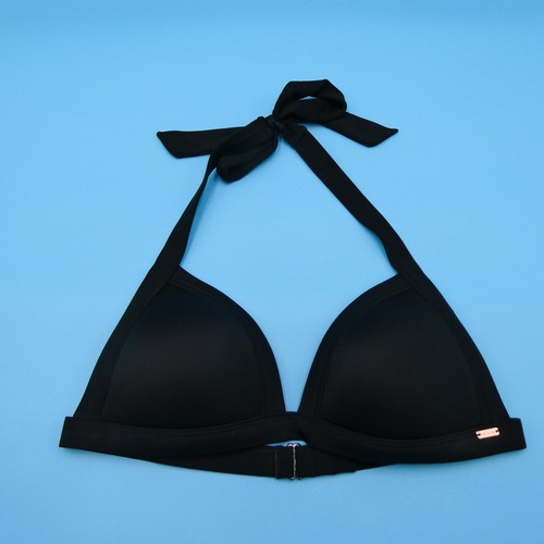 Victorias Secret Small Black Lined Triangle Halter Bikini Top Swimwear ...