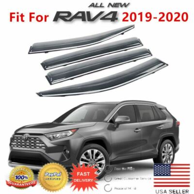 For Toyota RAV4 2019-2024 Clip-On Chrome Trim Window Visor Rain Guard ...