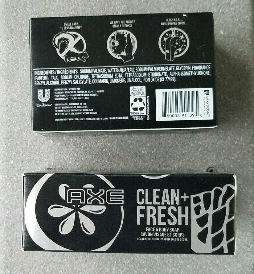 Lot of 2 ~ AXE Clean & Fresh Deodorant Soap ~ Face & Body Bar NEW ...