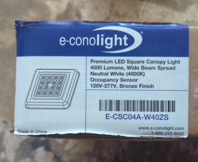 E-CONOLIGHT LED SQ CANOPY LIGHT W/ OCCUPANCY SENSOR BRONZE (4000K WIDE ...