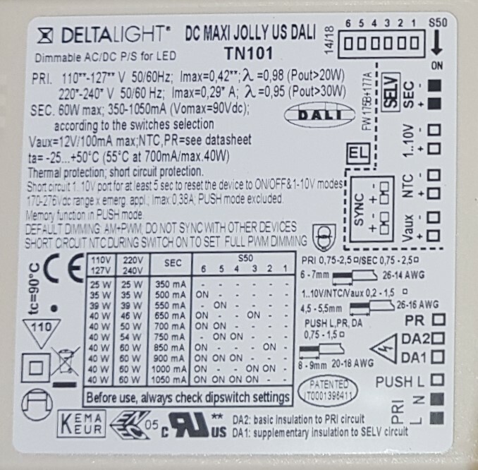 DELTALIGHT LED POWER SUPPLY MULTI-POWER DIM9 DALI DIMMABLE CONSTANT ...