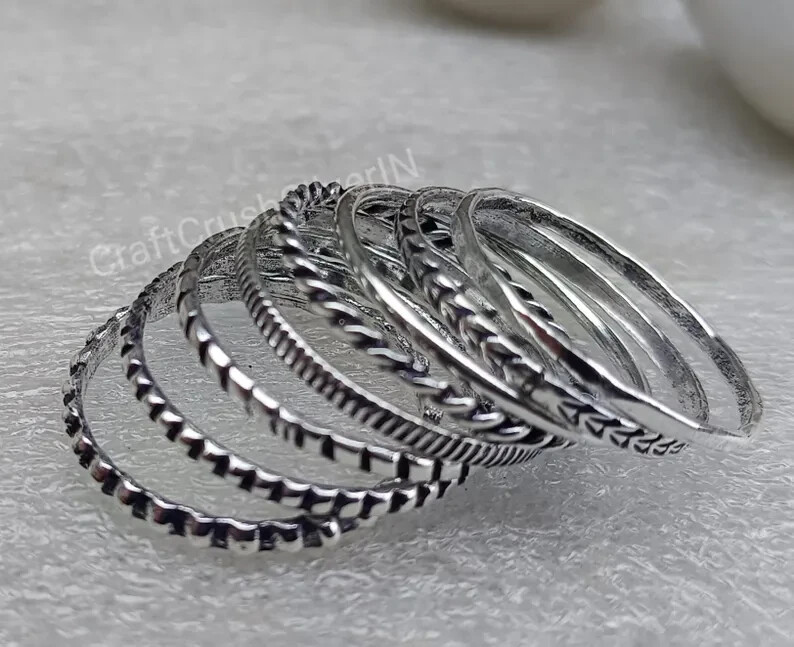 Sterling Silver Stacking Ring Set Set of 8 Sterling Silver Stacking All ...