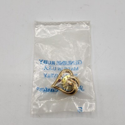 Harriet Carter Genuine Ruby Heart Lapel Pin Gold Color Metal | eBay