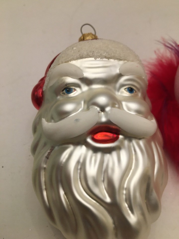 Vintage Mercury Glass Large Santa Head & Snowman Ornaments | eBay