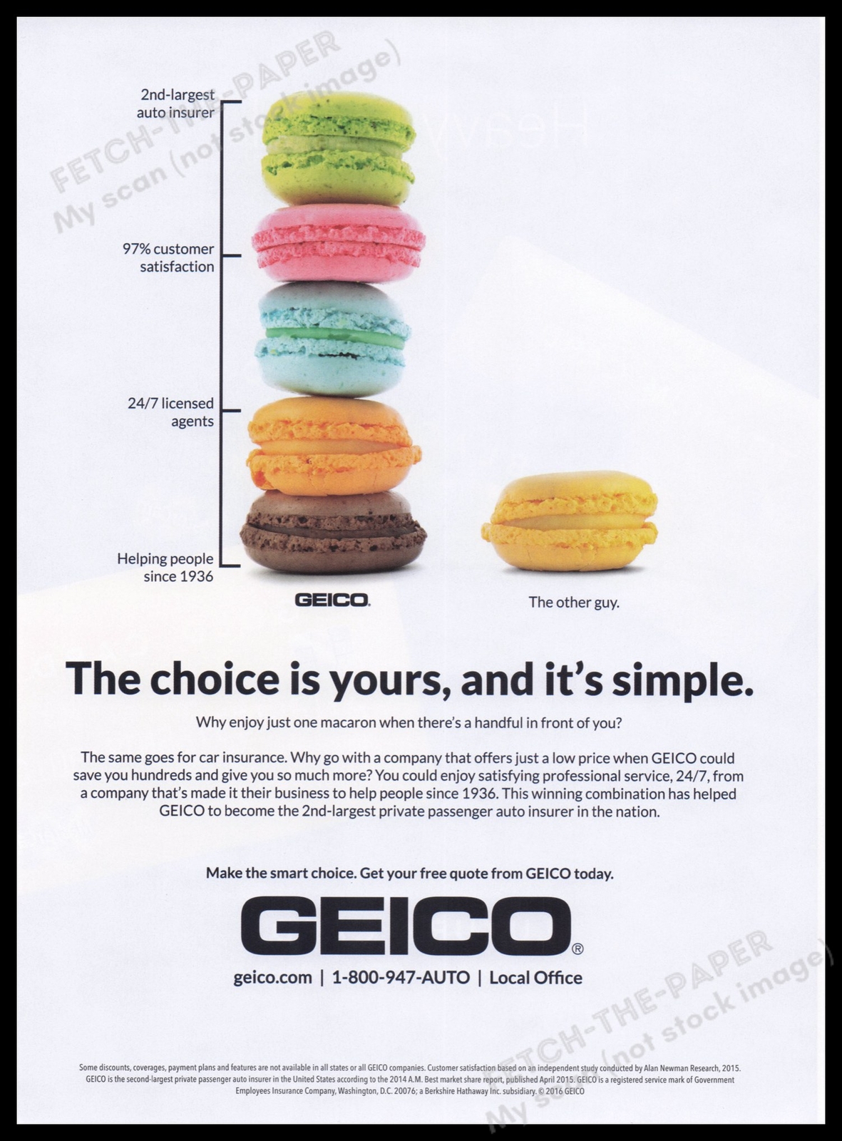 Geico Auto Macarons 2000s Print Advertisement Ad 2017 "The choice is ...
