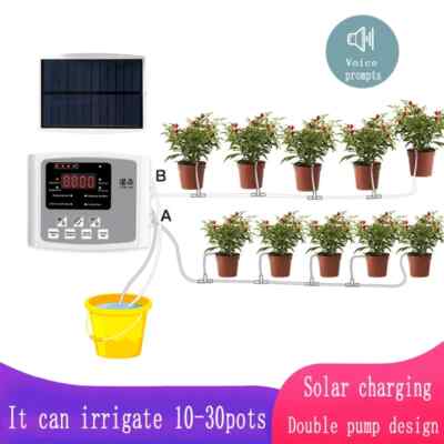 Garden Drip Irrigation Device Double Pump Controller Timer System Solar ...