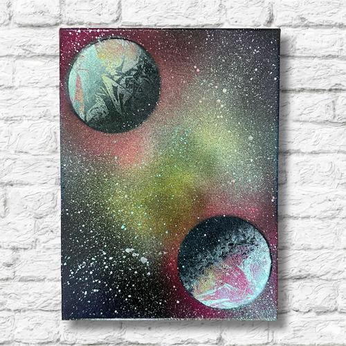 Space Art Spray Paint 12x9 Canvas Original Painting | eBay