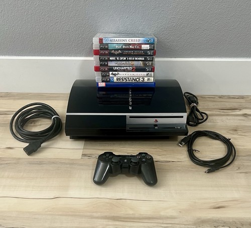 Sony PlayStation 3 PS3 Fat 80GB CECHK01 Console Bundle 9-Games - Tested ...