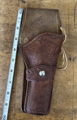 Vtg Hand Tooled Leather Holster Revolver Smith Wesson Ruger Colt Cowboy ...