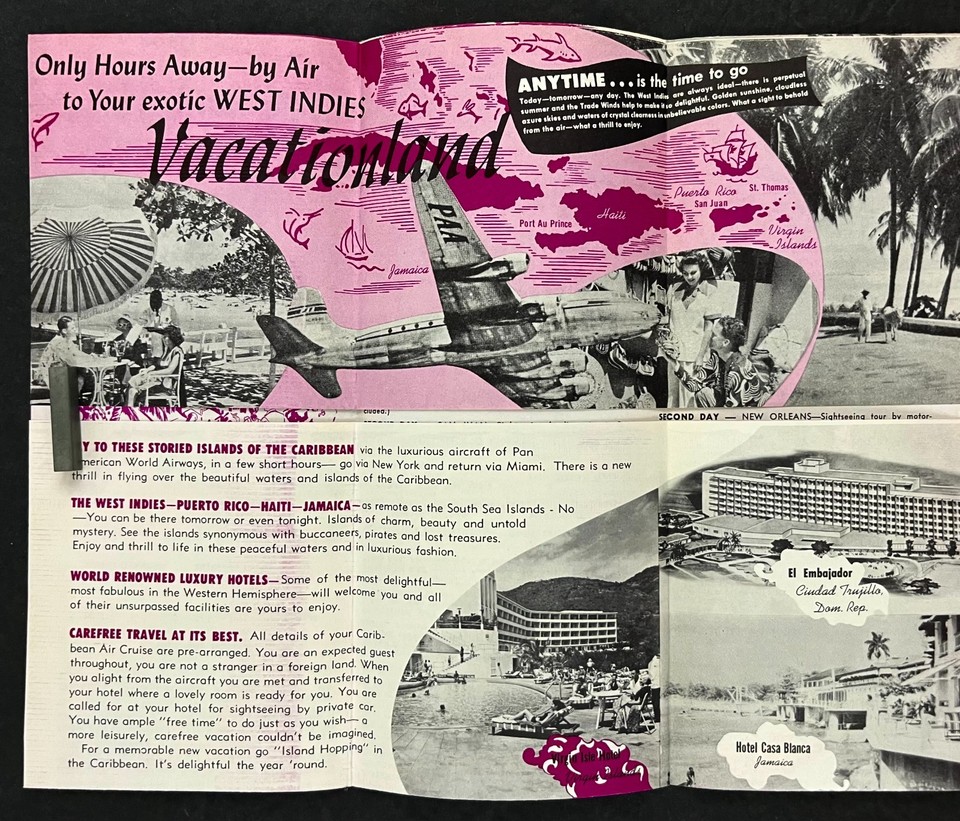 1957/58 Puerto Rico West Indies Journeys Pan Am Airways Vintage Travel ...