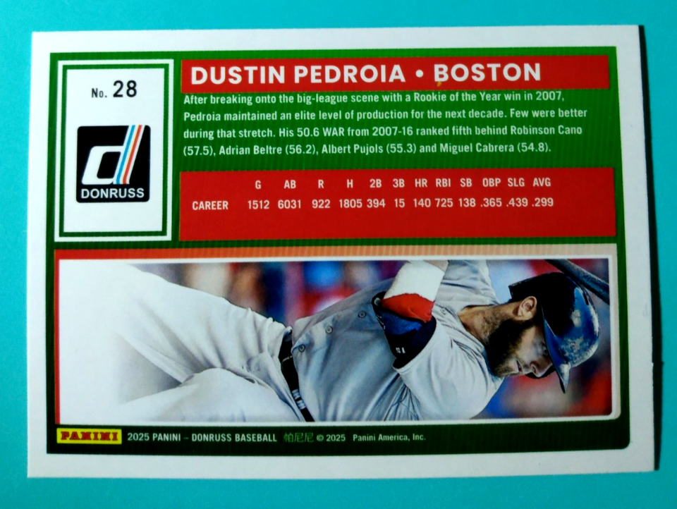 2025 DONRUSS BASEBALL *** Dustin Pedroia: Red/Blue Foil *** #28 | eBay