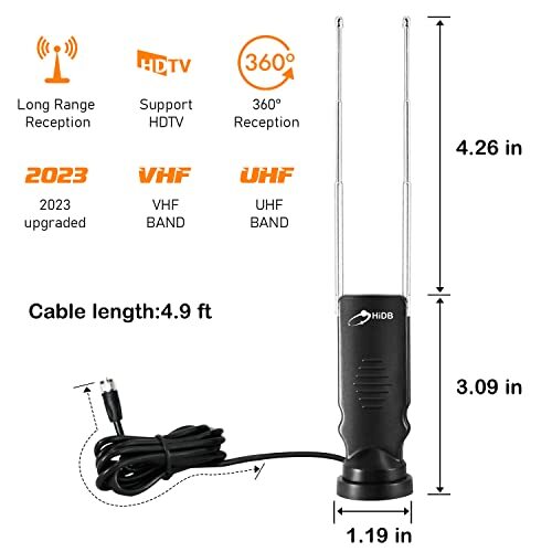 TV Antenna for Smart Indoor, Long Range Rabbit Ears Without Cable ...