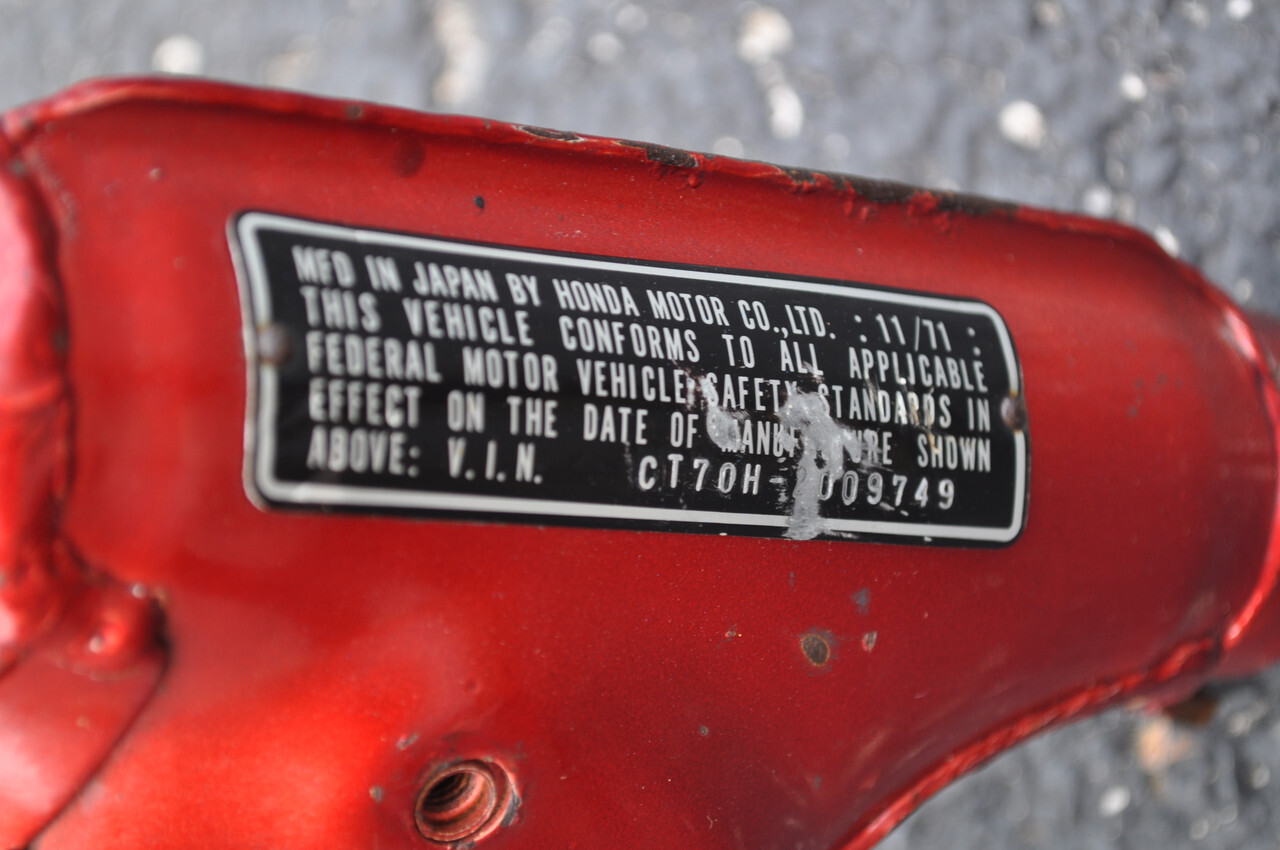 Vintage Used OEM Honda CT70 H K1 Frame Candy Ruby Red #2009749 50100-098-970 CM | eBay