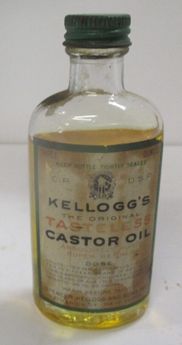 Antique Kellogg's Original Tasteless Castor Oil Glass Bottle | eBay