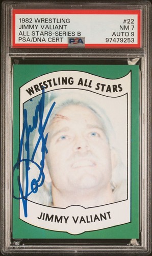 JIMMY VALIANt 1982 WRESTLING ALL STARS SERIES B #22 PSA 7 AUTO 9 POP 9 ...