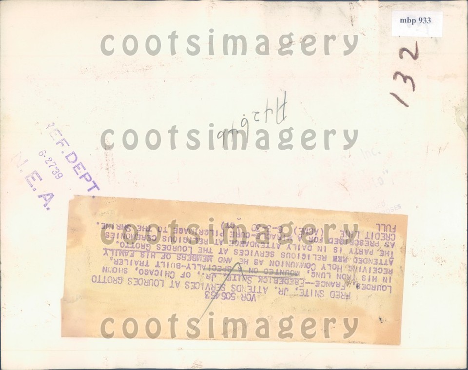 1939 Fred Snite in Iron Lung on Train Lourdes Grotto France Press Photo ...