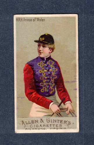H.R.H. PRINCE OF WALES 1888 N22 Allen & Ginter Racing Colors | eBay