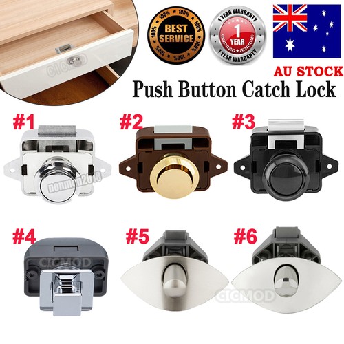 Push Button Catch Lock Latch Knob Cupboard Door Cabinet Drawer ...