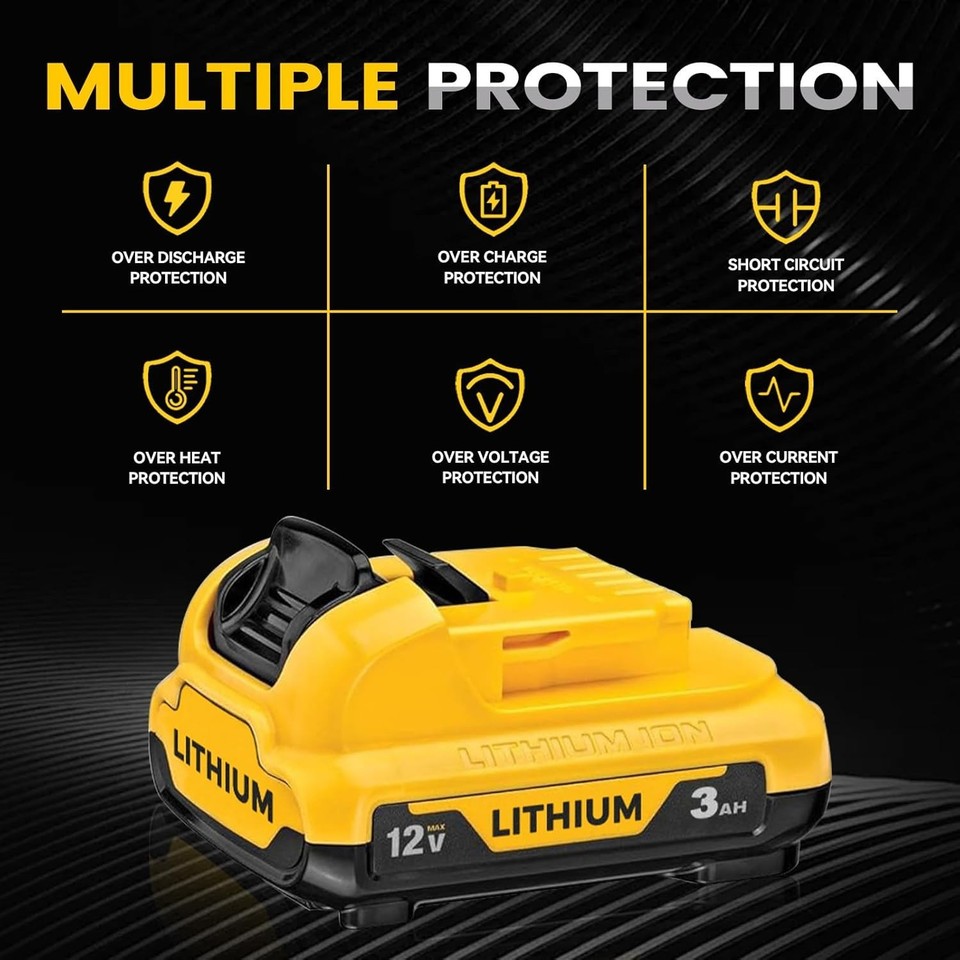 2Pack for DEWALT 12V 3Ah Lithium-Ion Battery DCB124 DCB120 DCB127-2 ...