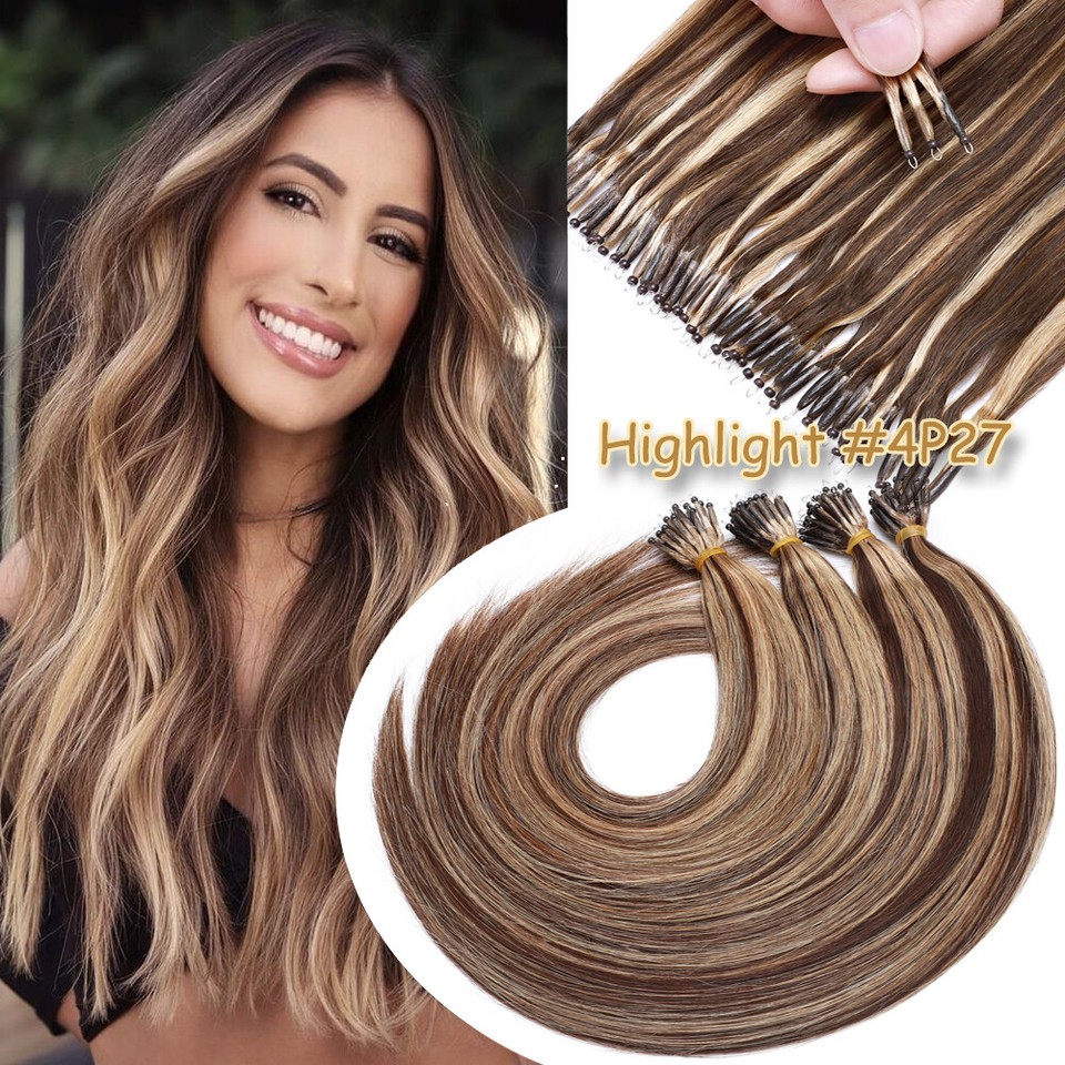 Highlight 200PCS THICK 100% Remy Human Hair Extensions Micro Loop Nano ...