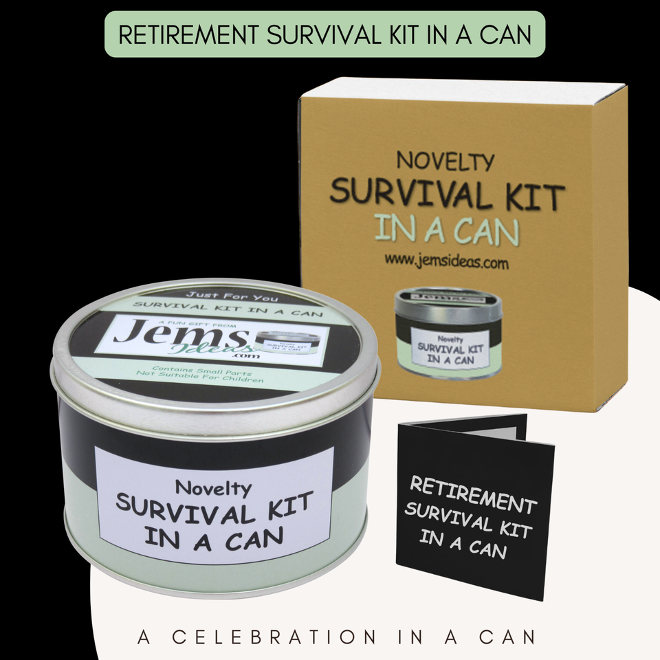 RETIREMENT SURVIVAL KIT IN A CAN. Novelty Gift - Fun Present / Card ...